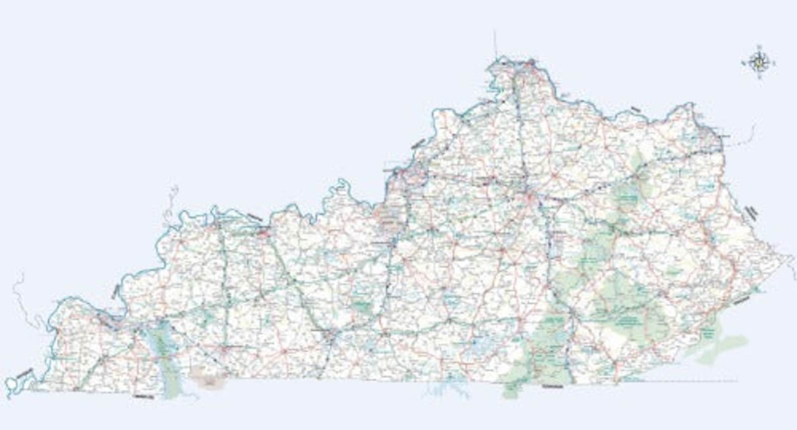 KENTUCKY STATE ROAD Map Glossy Poster Picture Photo Banner City Highway ...