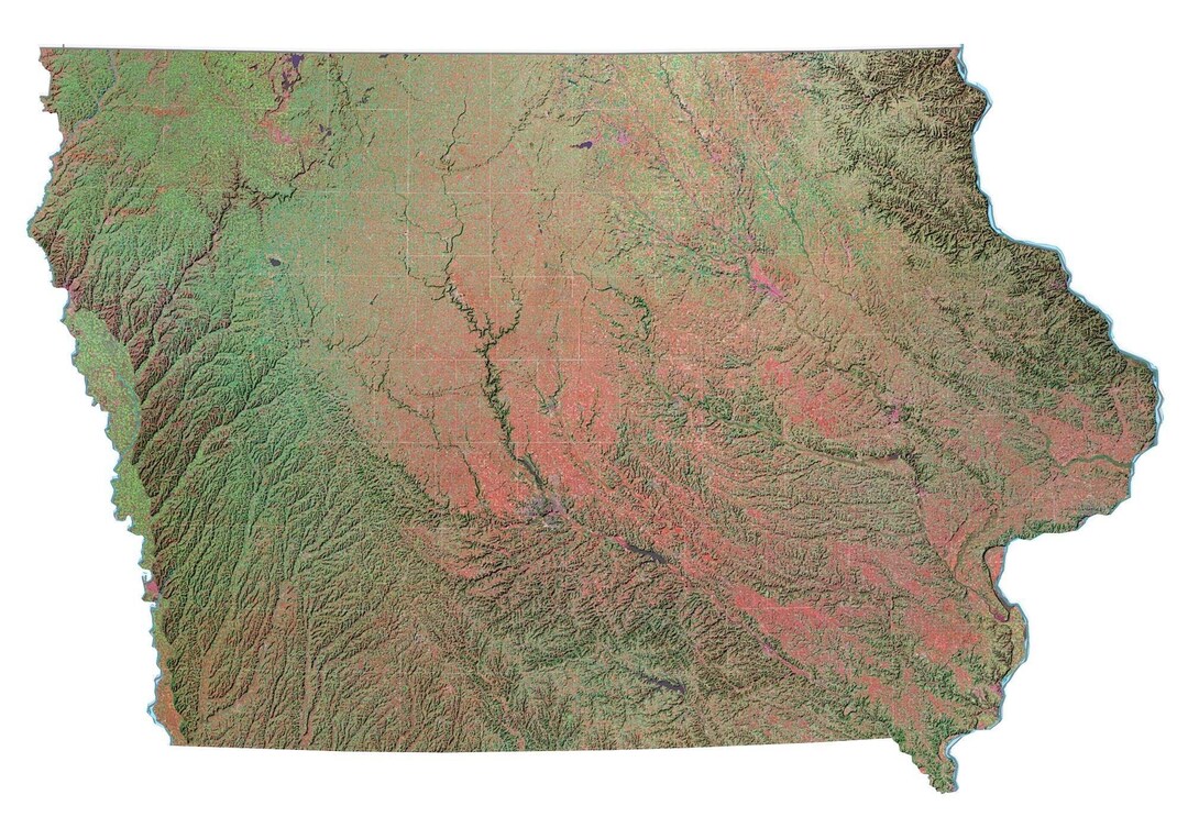 Iowa Satellite Map Glossy Poster Picture Photo Print Banner ...
