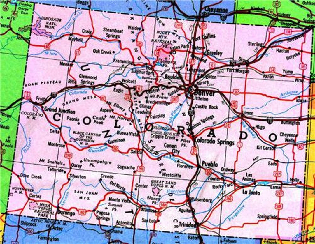 COLORADO STATE MAP Glossy Poster Picture Photo Roads Cities Capital ...
