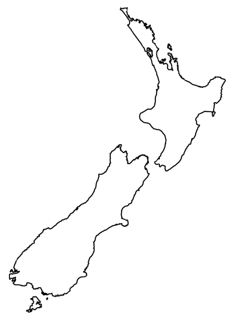 New Zealand Blank Outline Map Glossy Poster Picture Photo Print Banner ...