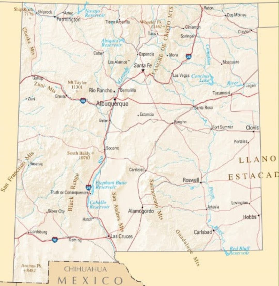 NEW MEXICO STATE Road Map Glossy Poster Picture Photo Banner City ...