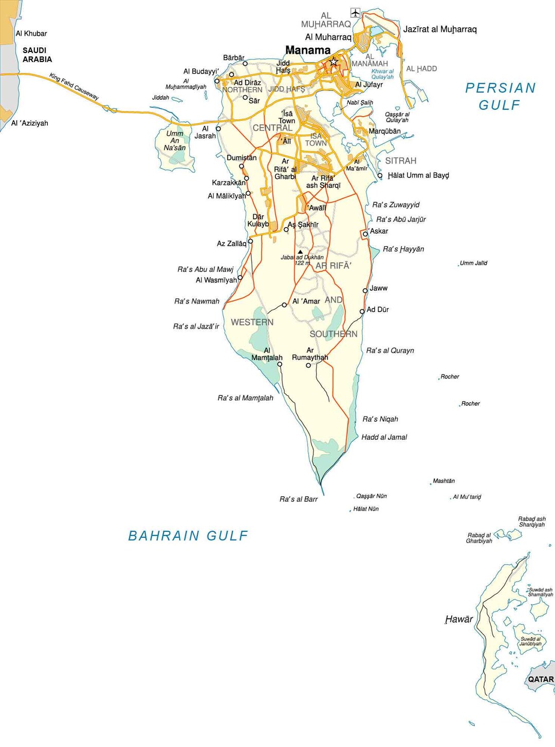 Bahrain Road Map Glossy Poster Picture Photo Print Banner ...
