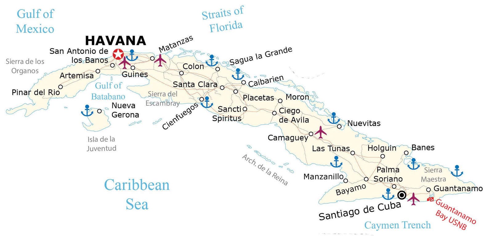 Cuba Road Map Glossy Poster Picture Photo Print Banner ...
