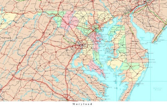 MARYLAND STATE ROAD Map Glossy Poster Picture Photo Banner - Etsy