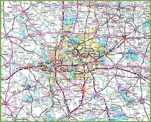 DALLAS TEXAS MAP Glossy Poster Picture Photo Banner Print Road City Usa ...