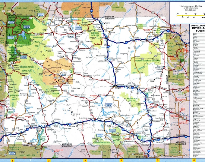 Wyoming State Wall Map Large Print Poster 32wx24h - Etsy