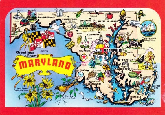 COOL MARYLAND STATE Map Glossy Poster Picture Photo Annapolis - Etsy