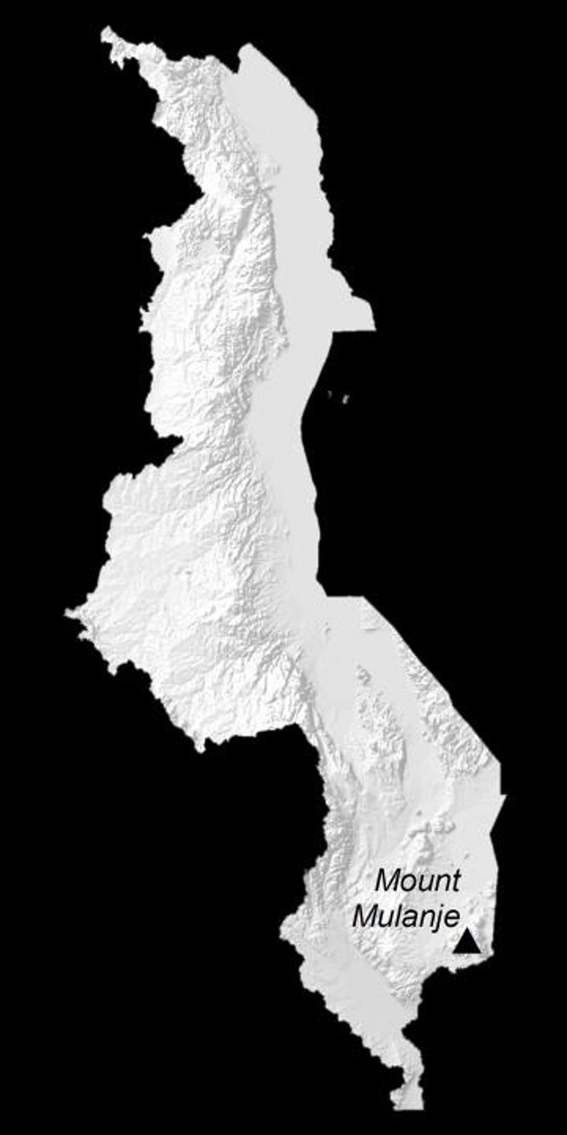 Malawi Elevation Map Glossy Poster Picture Photo Print Banner ...