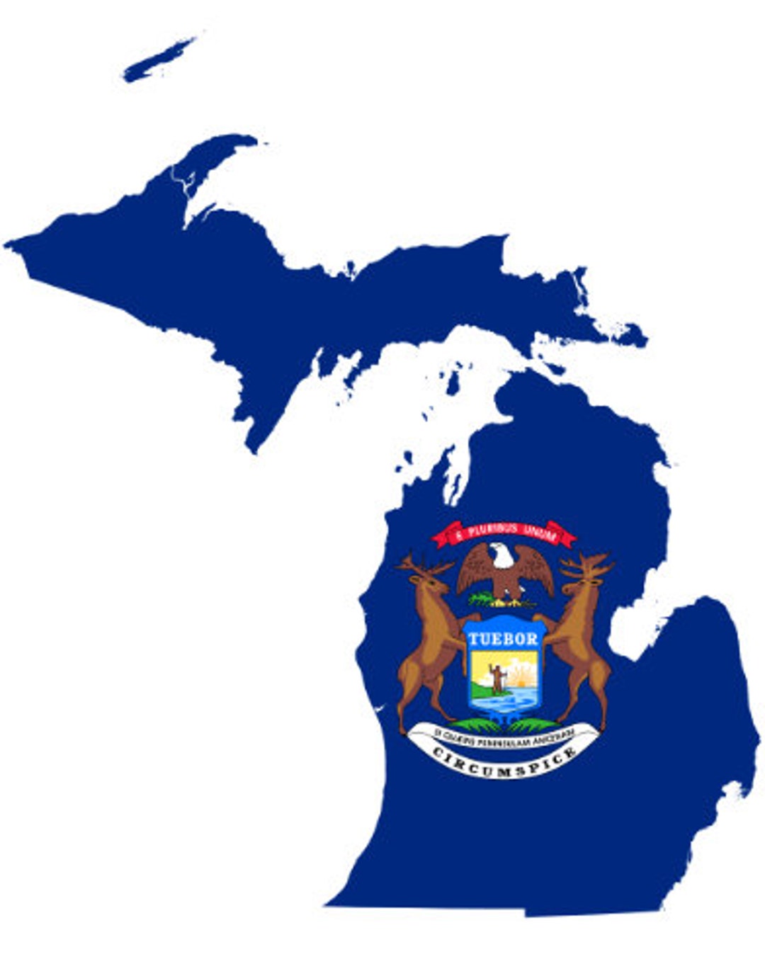 MICHIGAN FLAG STATE Map Glossy Poster Picture Photo Banner Detroit ...