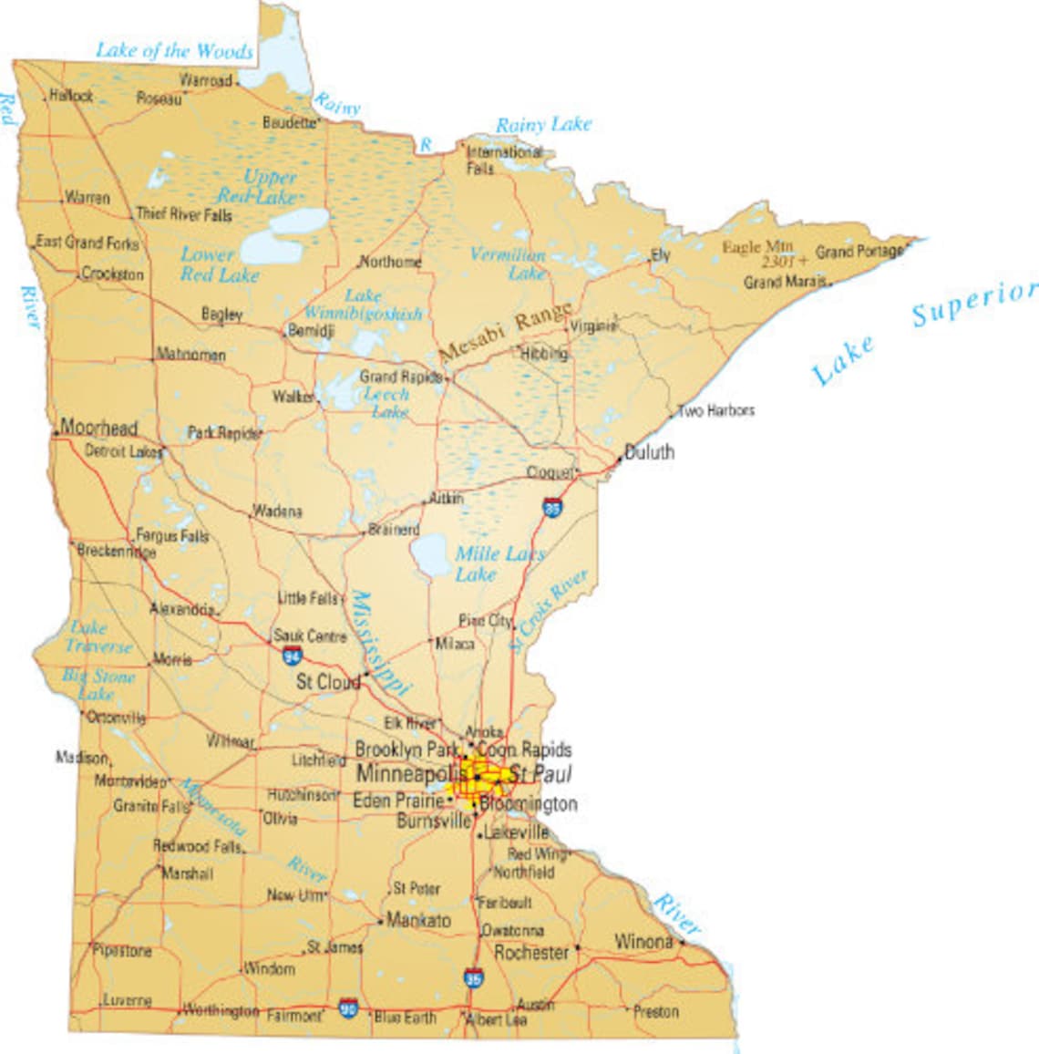 MINNESOTA STATE ROAD Map Glossy Poster Picture Photo Banner City ...