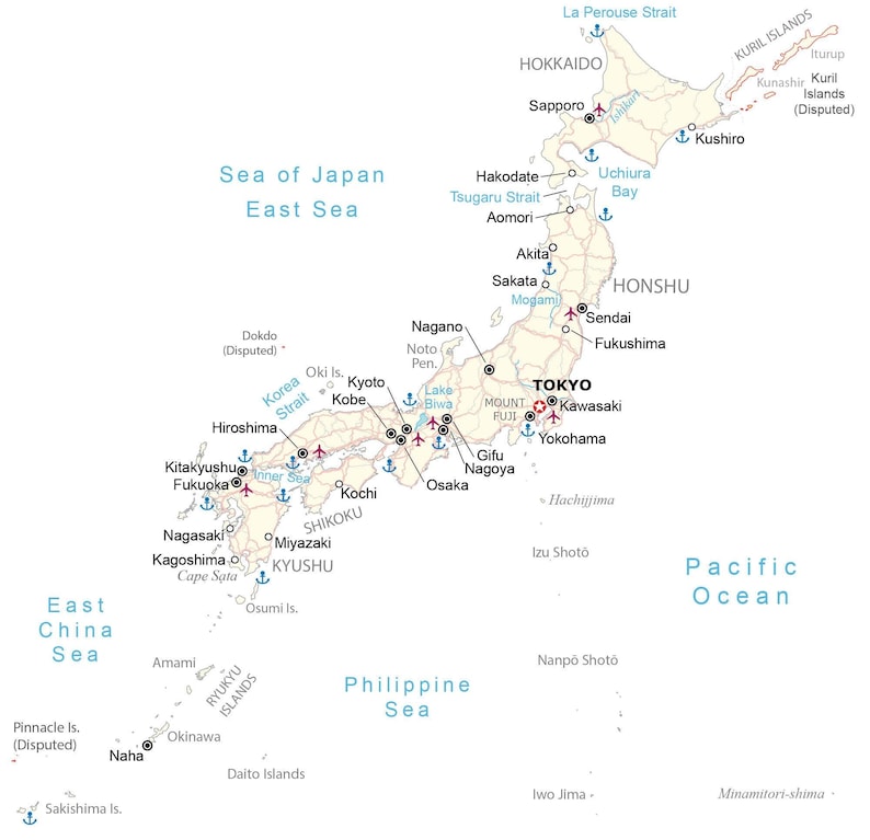 Japan Road Map Glossy Poster Picture Photo Print Banner ...