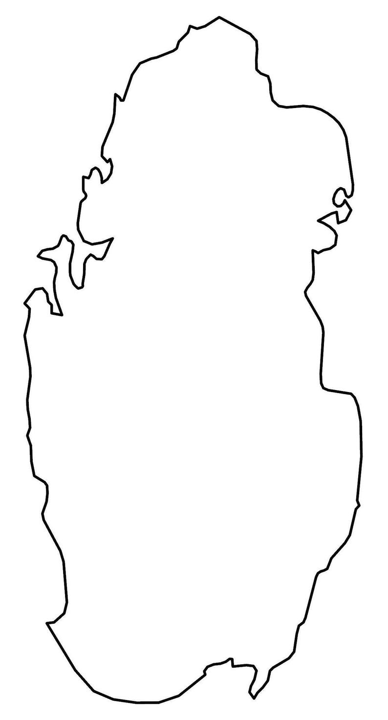 Qatar Blank Outline Map Glossy Poster Picture Photo Print Banner ...