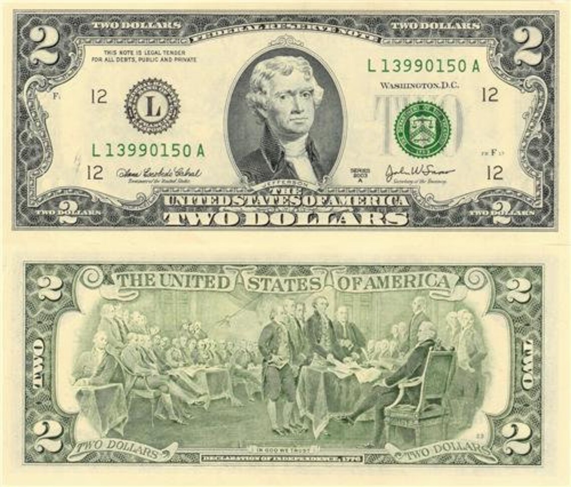 2 DOLLAR BILL GLOSSY Poster Picture Photo Two Cash Money - Etsy