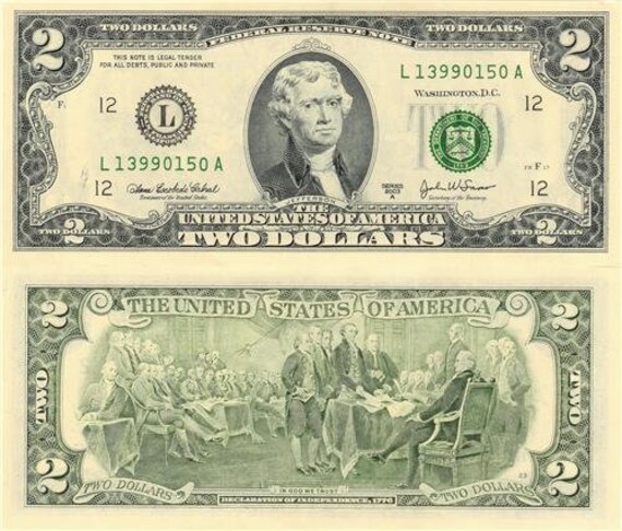 2 DOLLAR BILL GLOSSY Poster Picture Photo Two Cash Money - Etsy