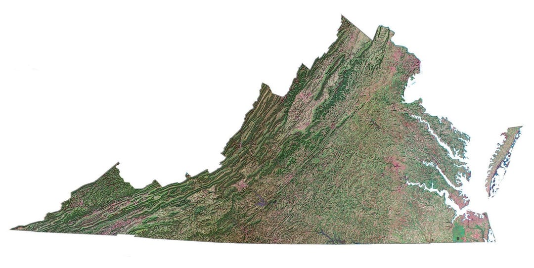 Virginia Satellite Map Glossy Poster Picture Photo Print Banner ...