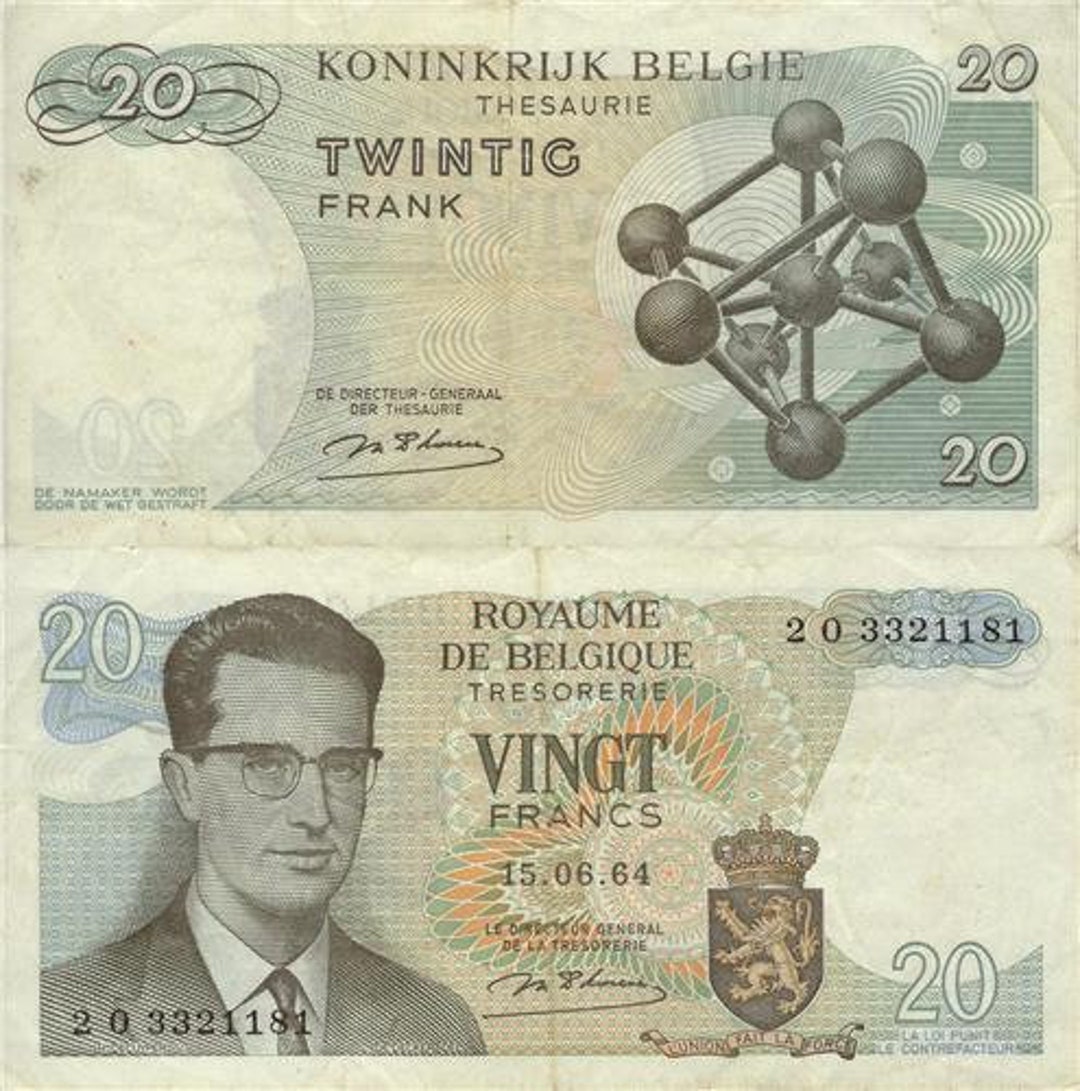 20 BELGIAN FRANCS GLOSSY Poster Picture Photo Atomium Money - Etsy