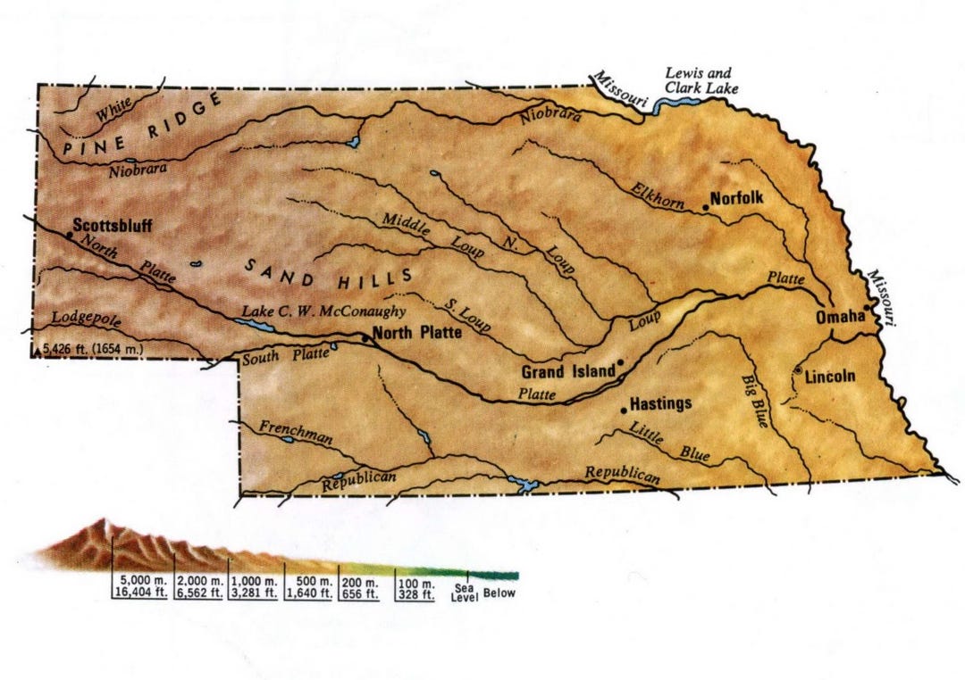Nebraska Topography Map Glossy Poster Picture Photo Print Banner - Etsy