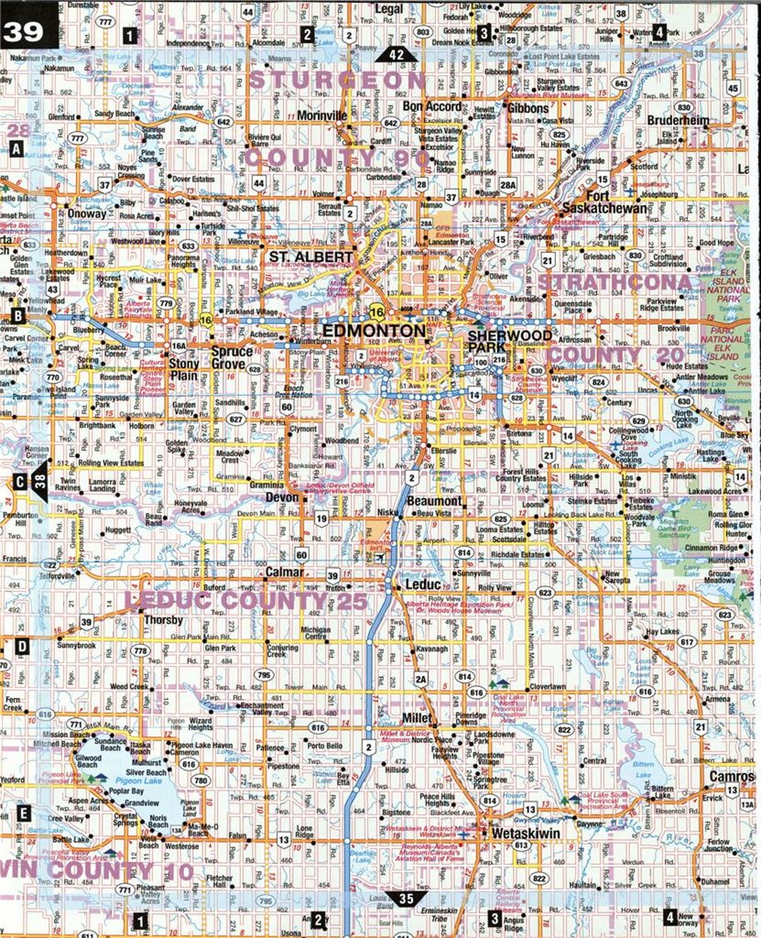 Edmonton Canada Road Map Glossy Poster Picture Photo Print Banner ...