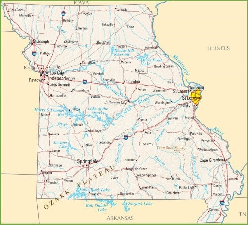 MISSOURI STATE ROAD Map Glossy Poster Picture Photo Banner City Highway ...