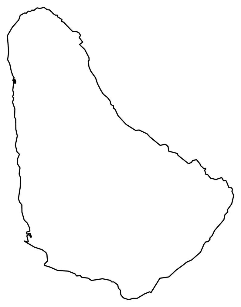 Barbados Blank Outline Map Glossy Poster Picture Photo Print Banner ...