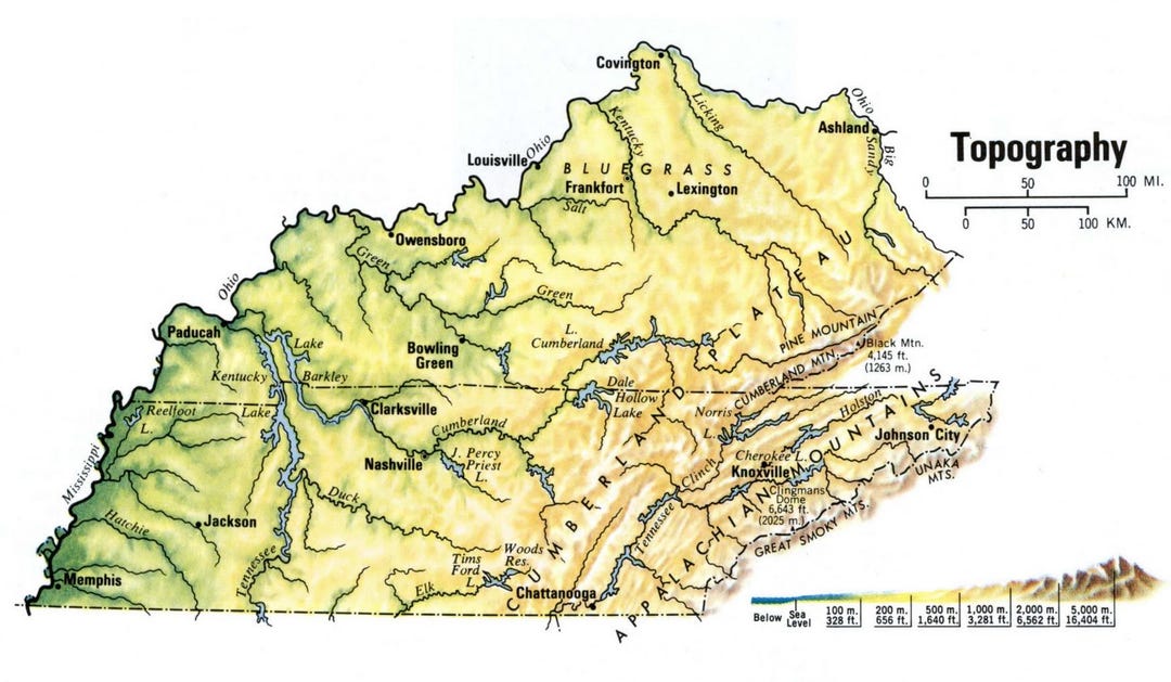 Kentucky Topography Map KY Glossy Poster Picture Photo Print Banner - Etsy