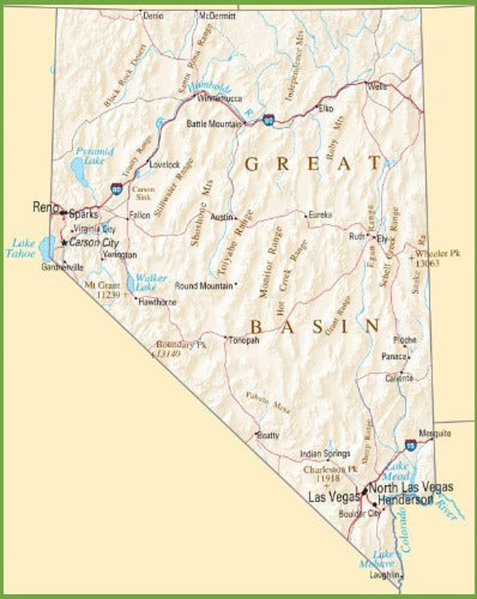 NEVADA STATE ROAD Map Glossy Poster Picture Photo Banner City Las Vegas ...