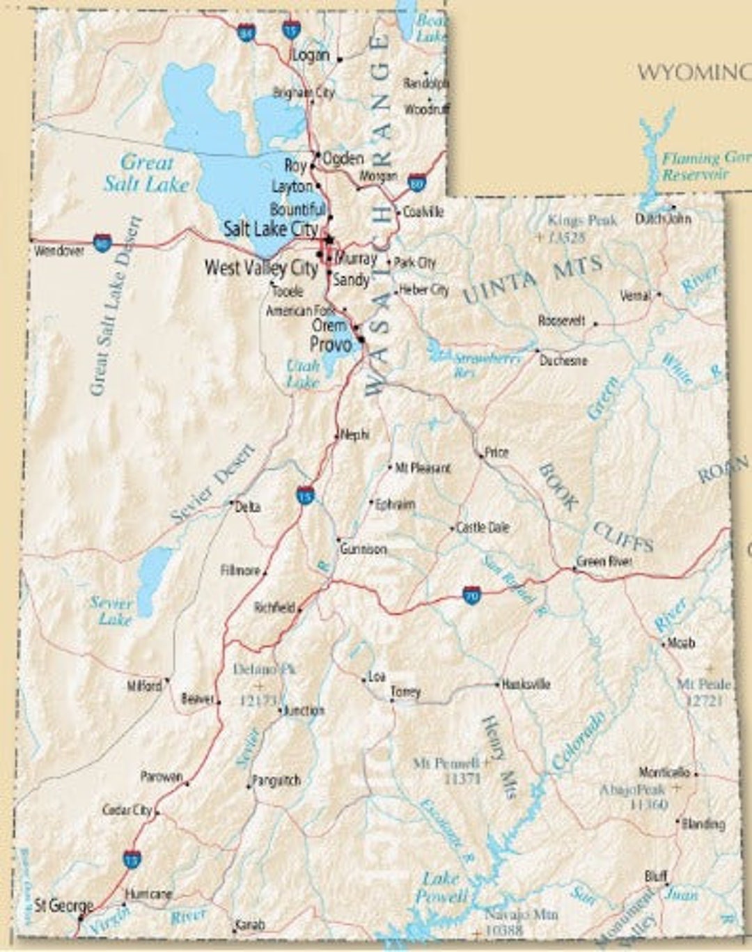 UTAH STATE ROAD Map Glossy Poster Picture Photo Banner Ut Highway ...