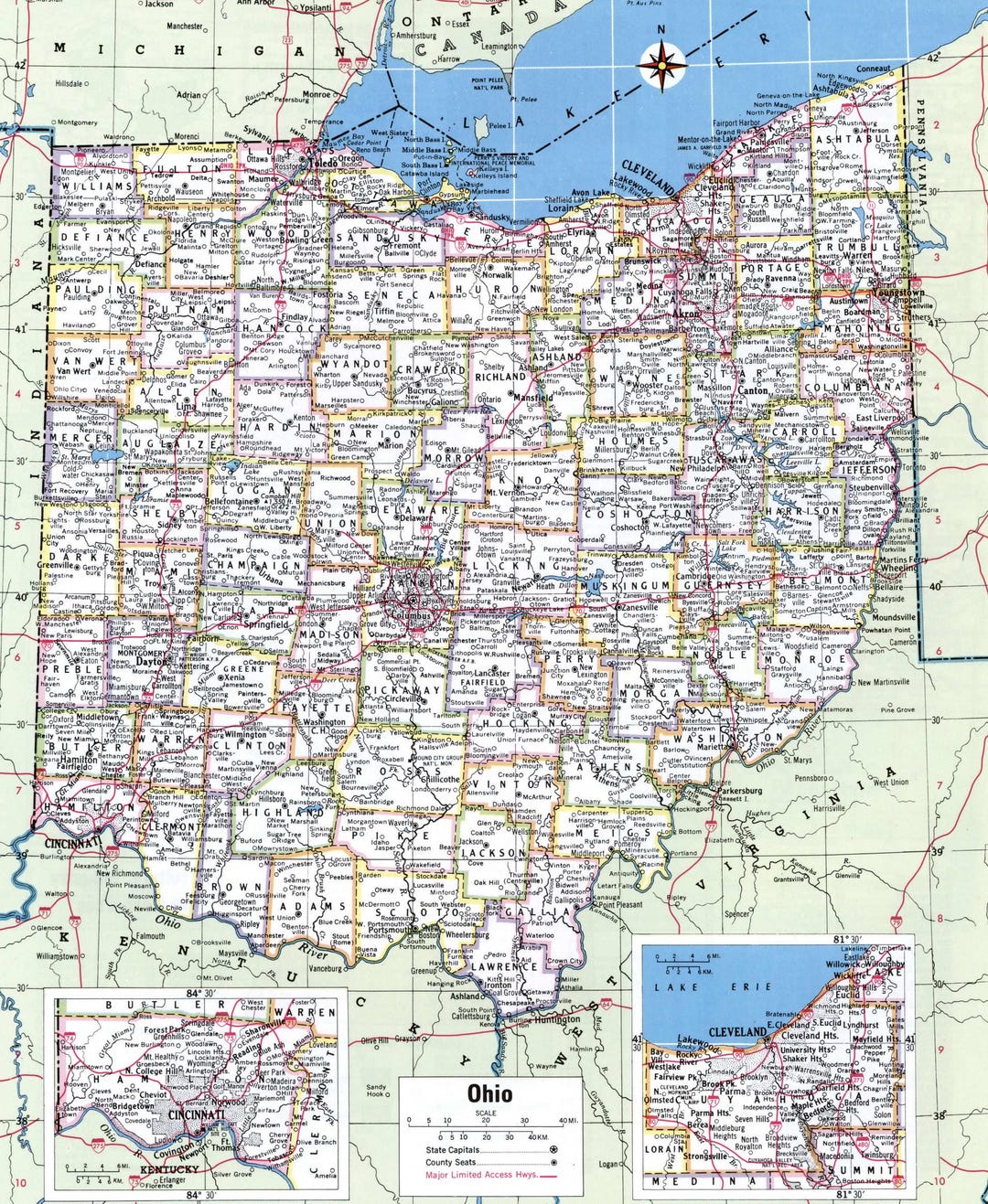 Ohio County Counties Map Glossy Poster Picture Photo Print Banner - Etsy