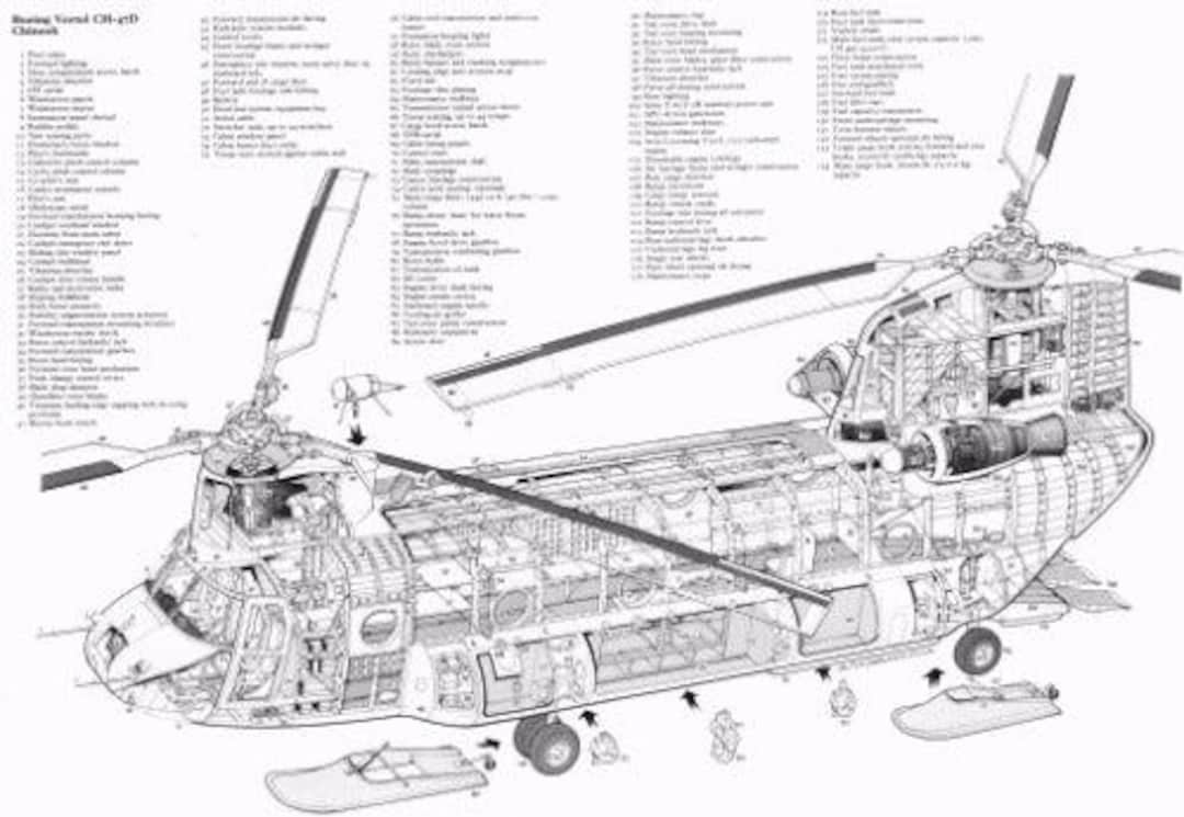 Chinook Helicopter Diagram Schematic Glossy Poster Picture Banner ...