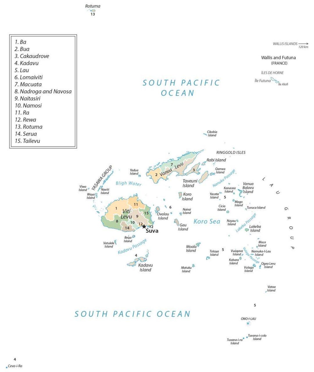 Fiji Islands Provinces Map Glossy Poster Picture Photo Print Banner ...