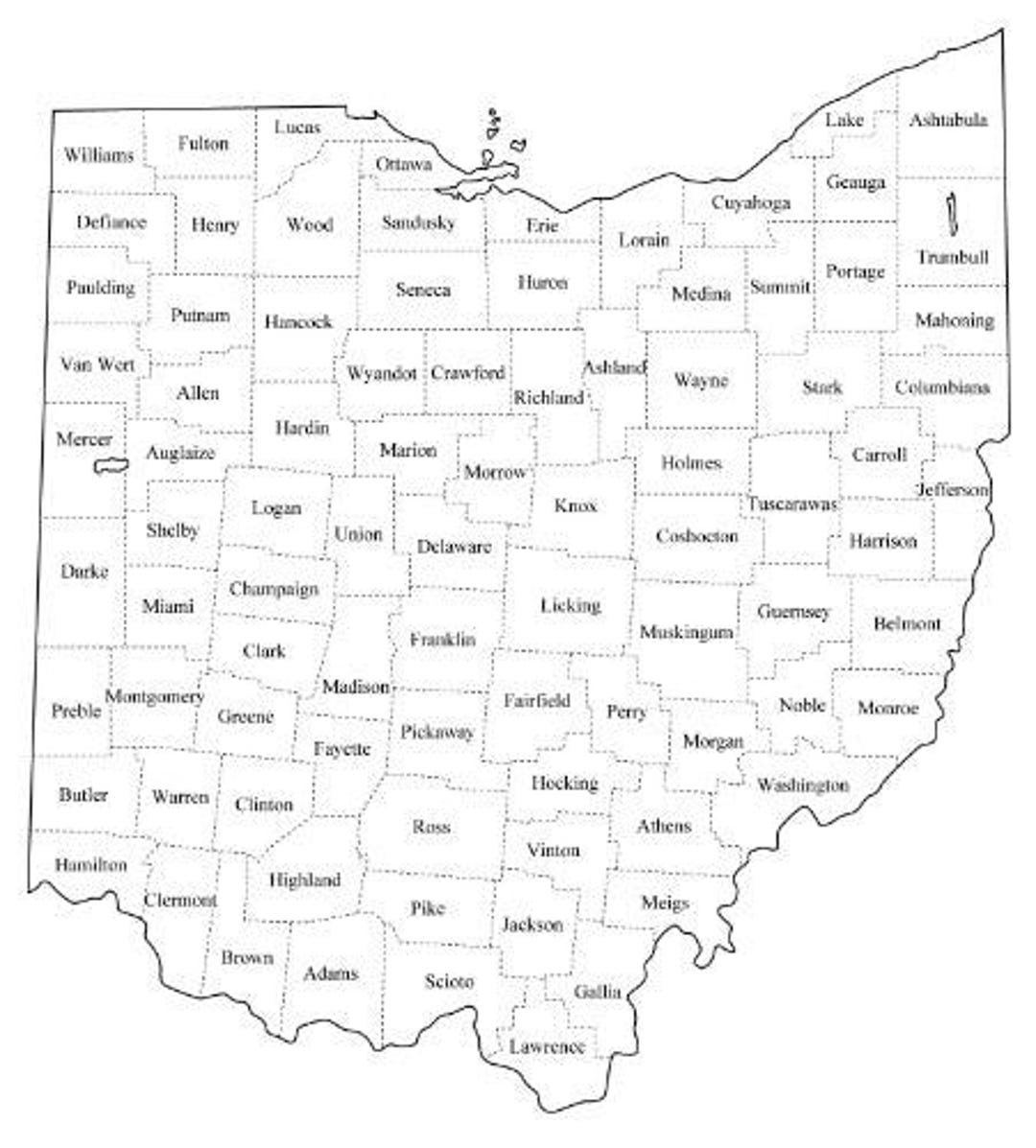 Ohio State County Map Glossy Poster Picture Photo Banner Counties Oh ...