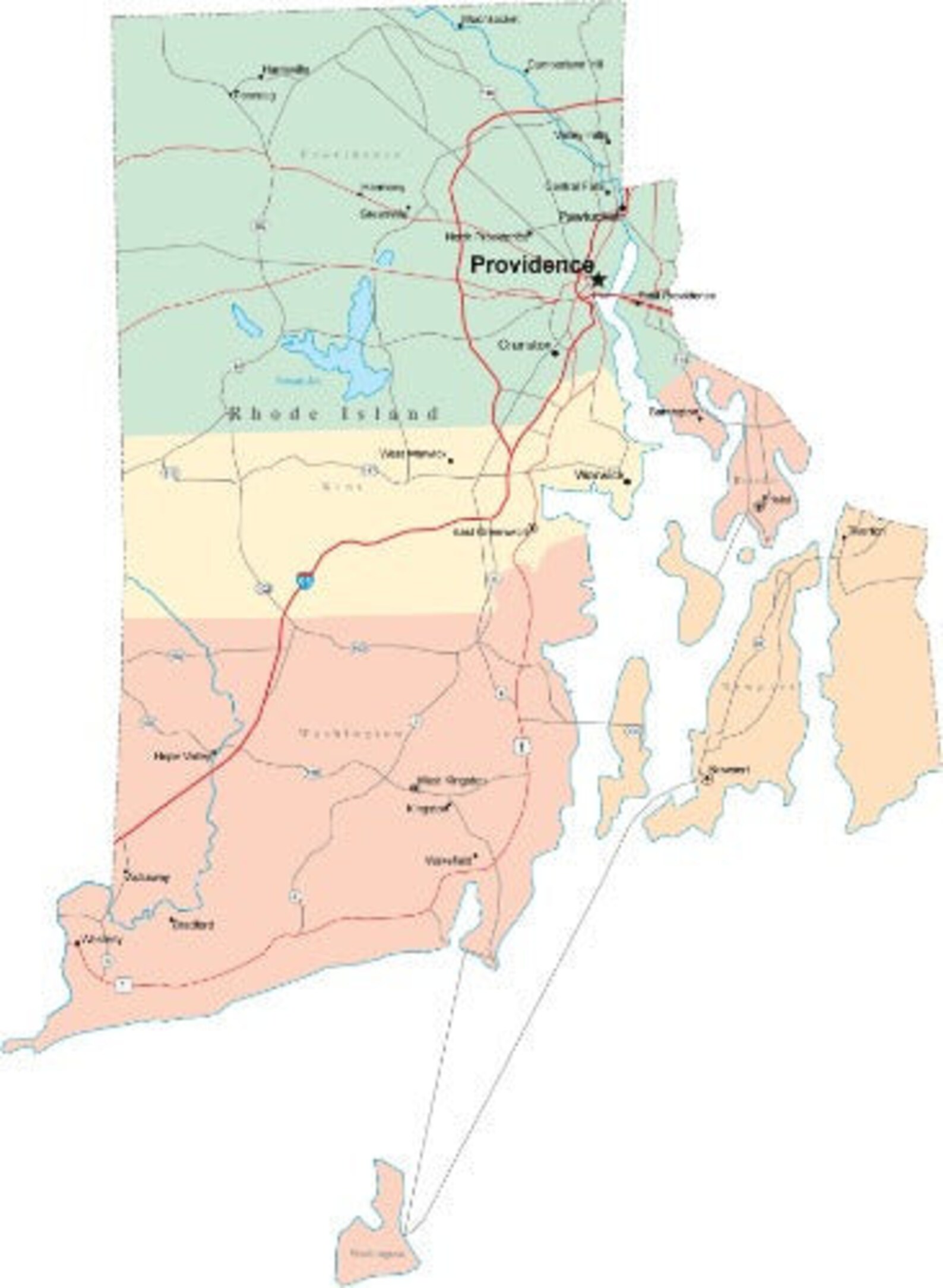 RHODE ISLAND STATE Road Map Glossy Poster Picture Photo Banner City ...