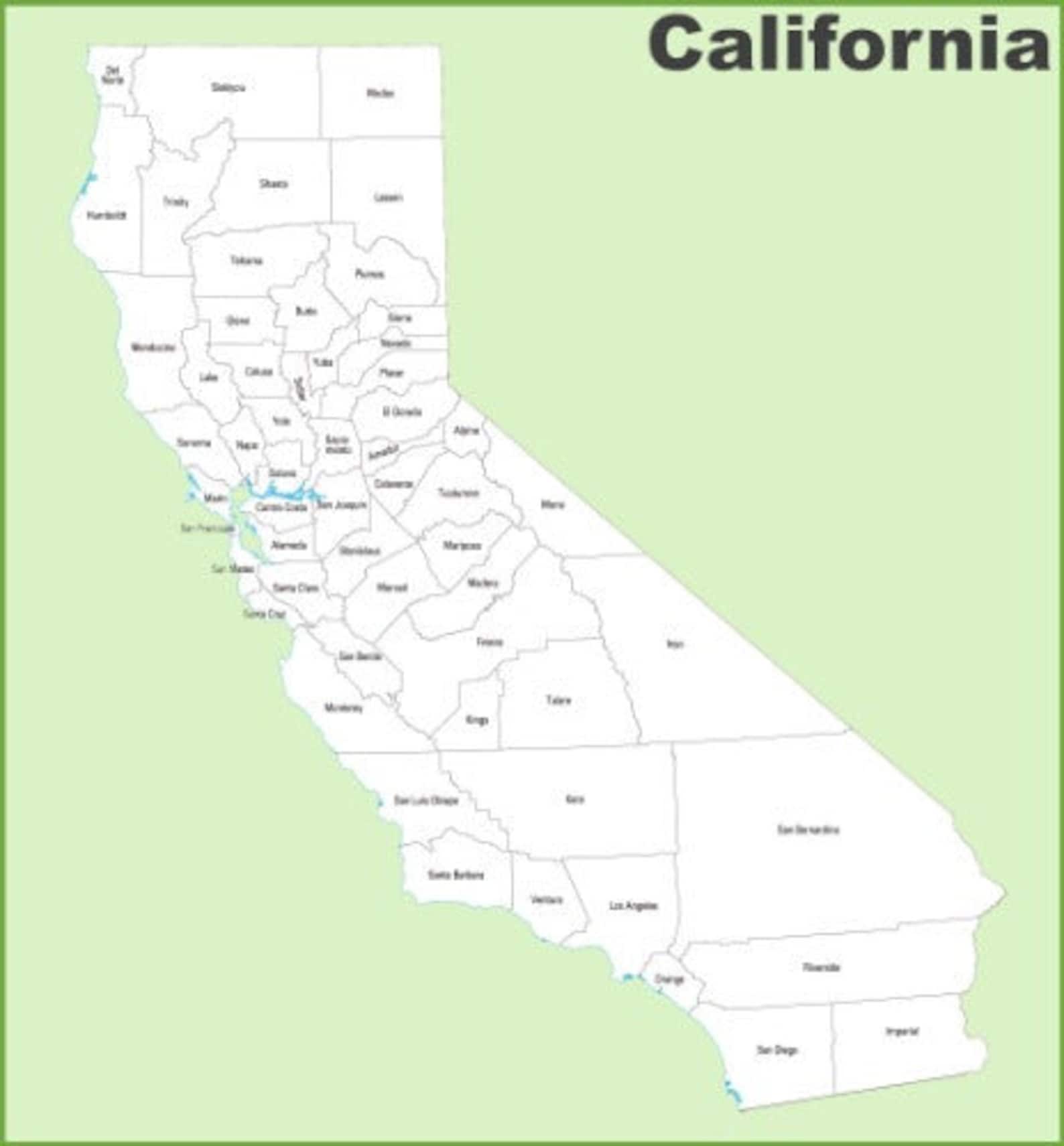 CALIFORNIA STATE COUNTY Map Glossy Poster Picture Photo Banner Name ...