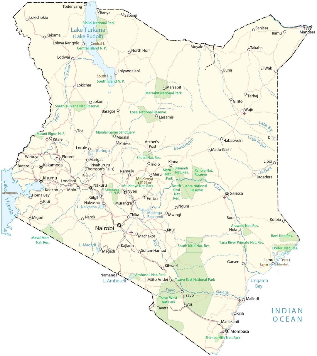 Kenya Road Map Glossy Poster Picture Photo Print Banner ...