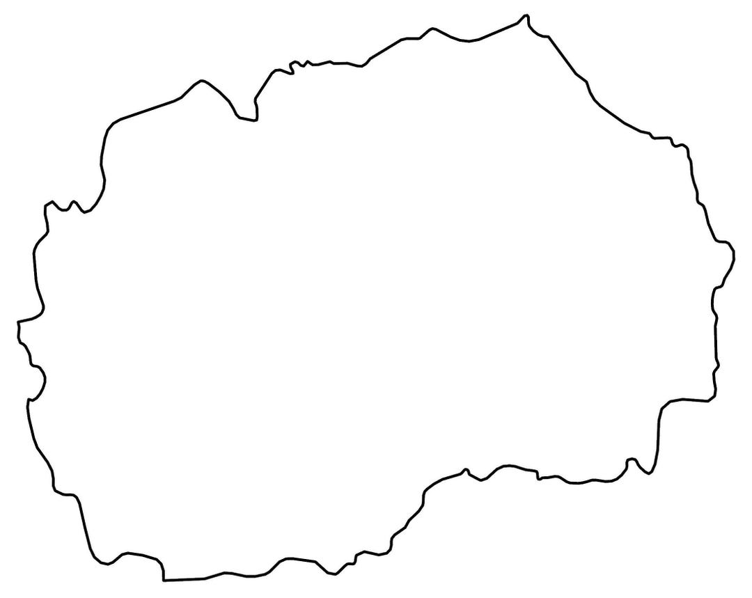 North Macedonia Blank Outline Map Glossy Poster Picture Photo Print ...