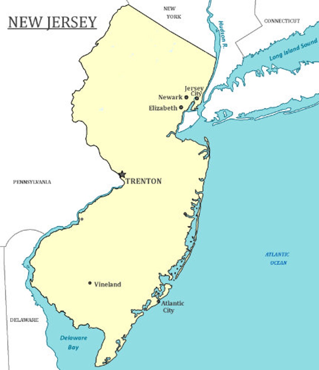 NEW JERSEY STATE Map Glossy Poster Picture Photo Banner Nj City Newark ...