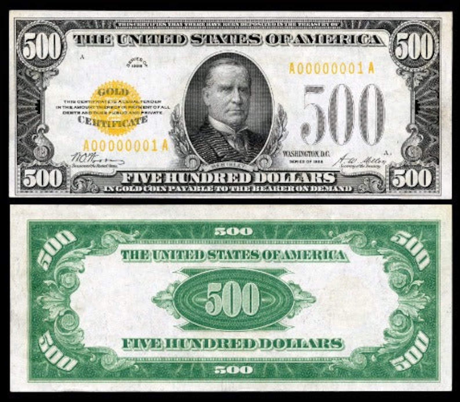 500 DOLLAR BILL GLOSSY Poster Picture Photo Five Hundred Currency Money ...