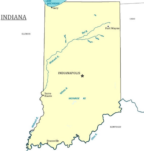 INDIANA STATE MAP Glossy Poster Picture Photo Banner City - Etsy