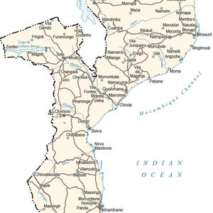 Mozambique Road Map Glossy Poster Picture Photo Print Banner ...