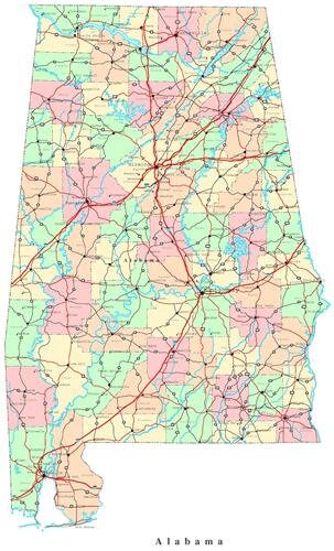 ALABAMA STATE MAP Glossy Poster Picture Photo Crimson Roll Tide ...