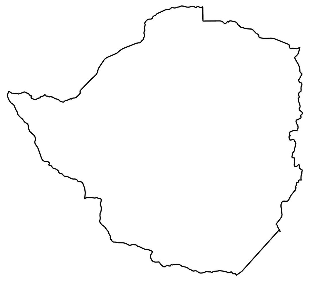 Zimbabwe Blank Outline Map Glossy Poster Picture Photo Print Banner ...