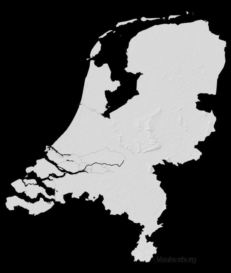 Netherlands Elevation Map Glossy Poster Picture Photo Print Banner ...