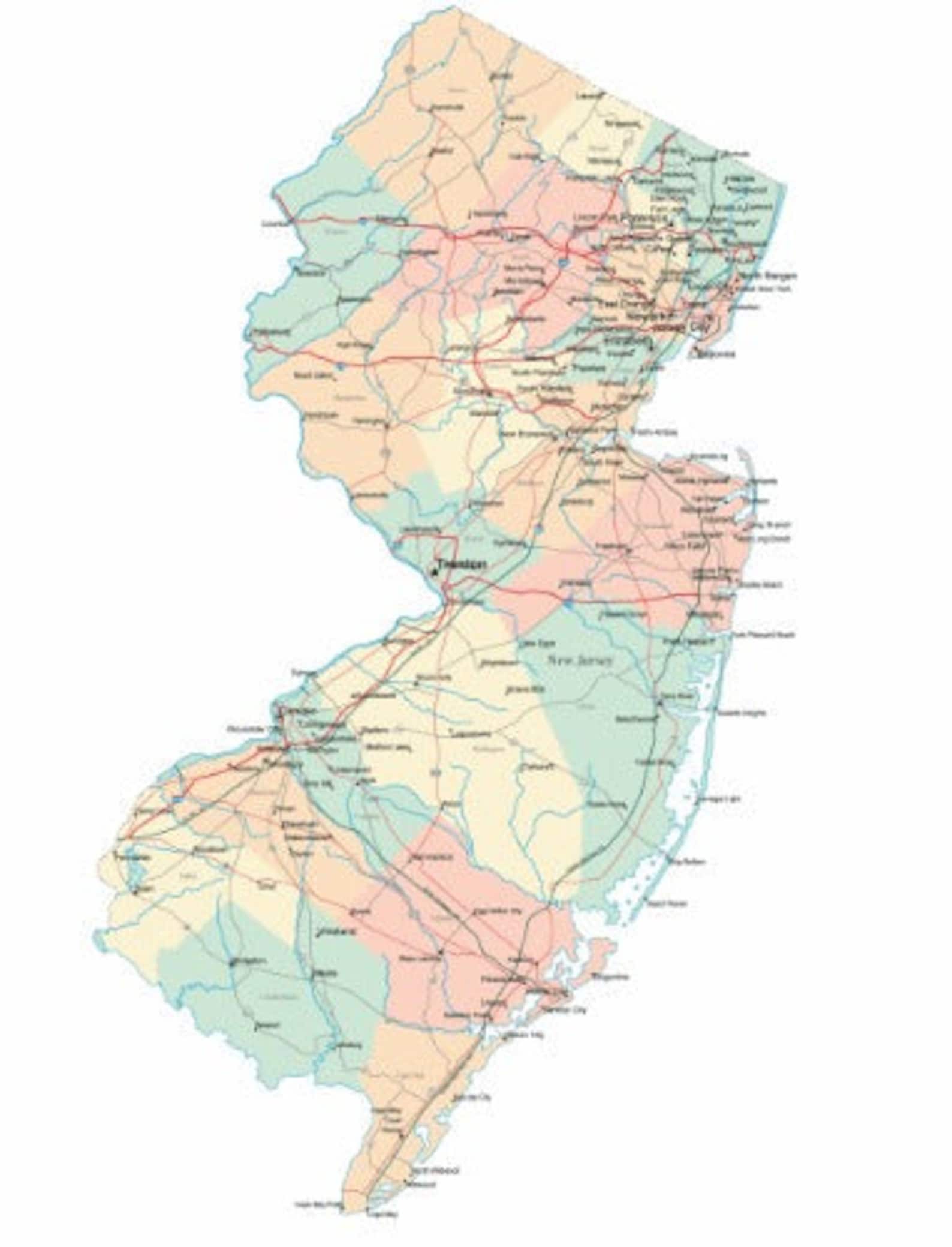 NEW JERSEY STATE Road Map Glossy Poster Picture Photo City County ...