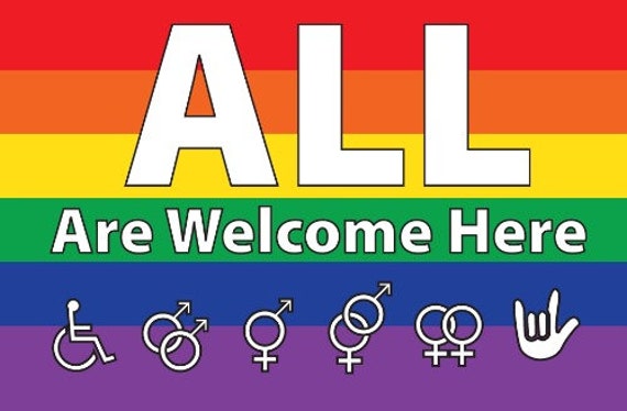 GAY PRIDE ALL Welcome Here Rainbow Flag Glossy Poster Picture - Etsy