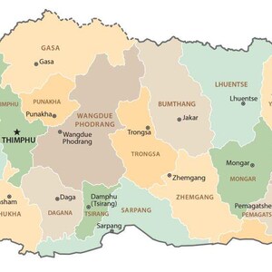 Bhutan Province Map Glossy Poster Picture Photo Print Banner ...