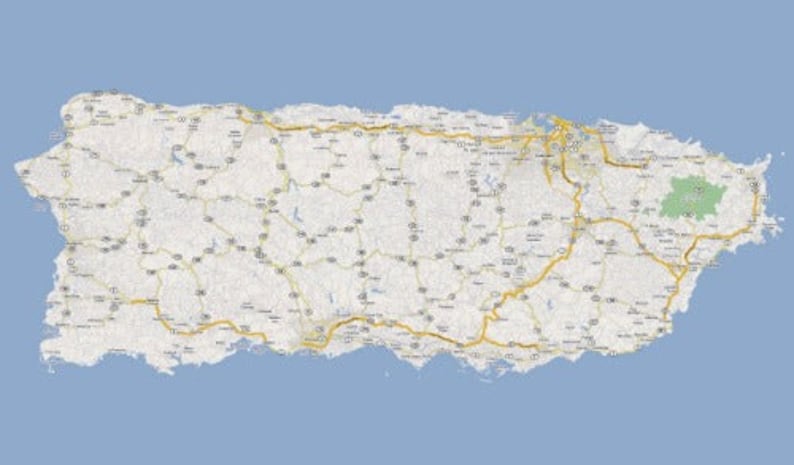 PUERTO RICO ROAD Map Glossy Poster Picture Banner Print Photo Island - Etsy