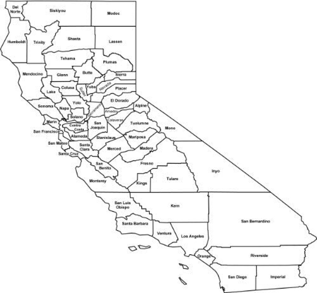 CALIFORNIA STATE COUNTY Map Glossy Poster Picture Photo Banner Name ...
