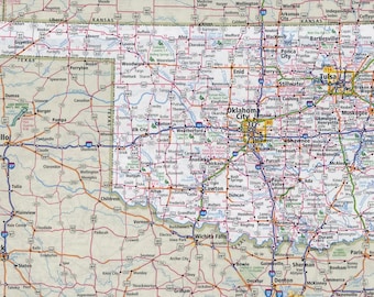 Oklahoma Road Map | Etsy