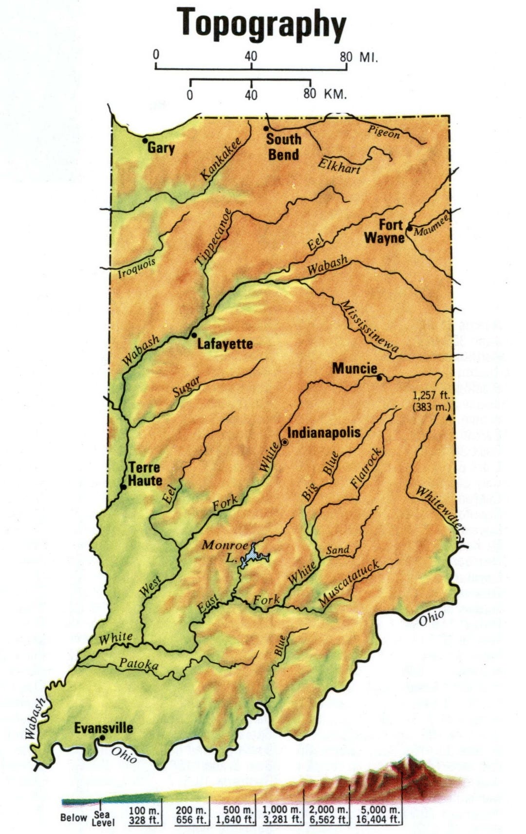 Indiana Topography Map in Glossy Poster Picture Photo Print Banner - Etsy