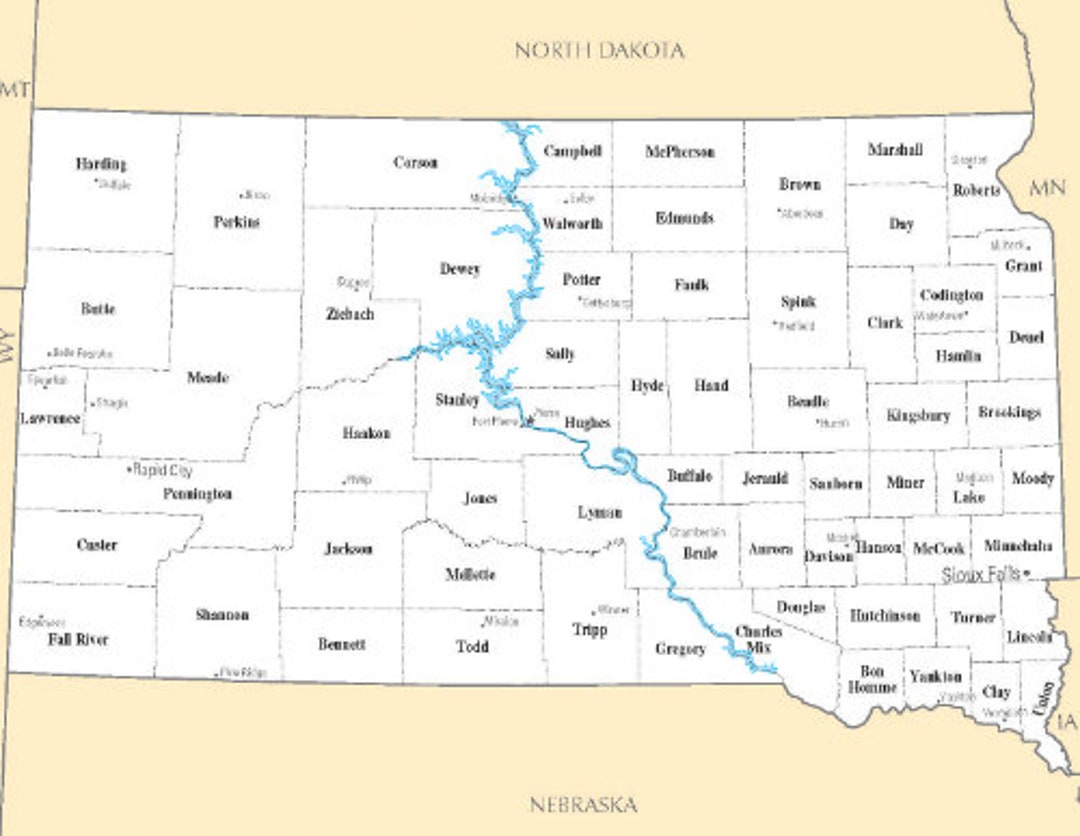 SOUTH DAKOTA STATE County Map Glossy Poster Picture Photo Banner Sioux ...